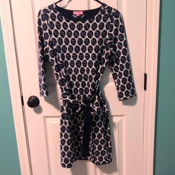 Lilly Pulitzer | Dresses | Lilly Pulitzer Navy And Cream Patterned ...